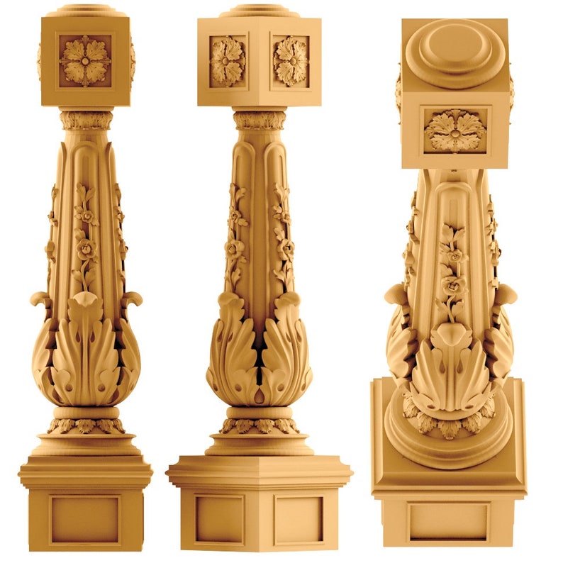 Hand Carved Decorative Wood Post, Carved Stair Newel Style Post ...