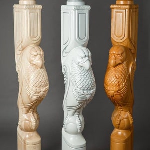Hand Carved Decorative Wood Post, Carved Stair Newel Style Post ...