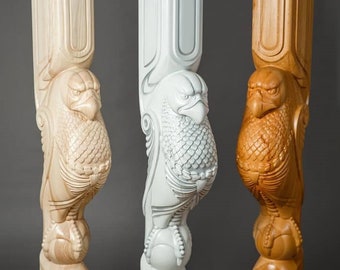 Hand Carved Decorative Wood Post, Carved Stair Newel Style Post ...