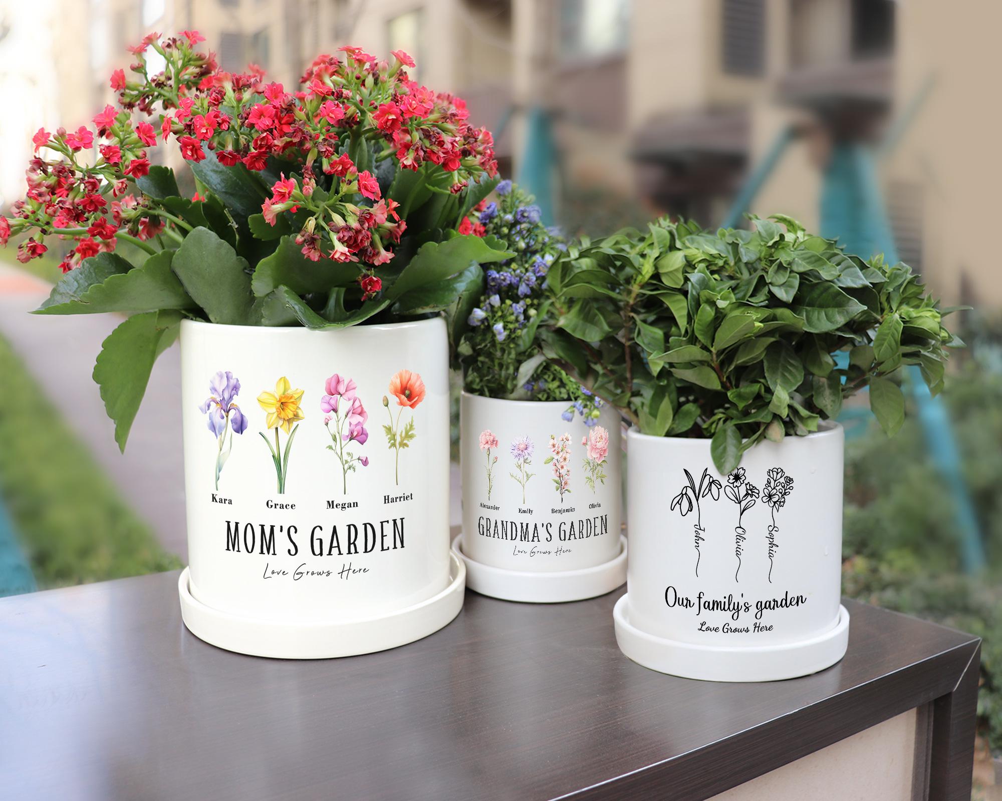 Personalized Birth Flower Plant Pot,custom Garden Plant Pot,outdoor ...