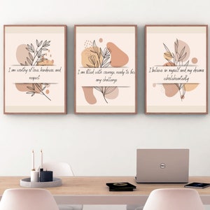 Boho Positive Affirmations Wall Art, Digital Download, Office Prints ...