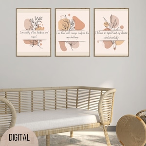 Boho Positive Affirmations Wall Art, Digital Download, Office Prints ...