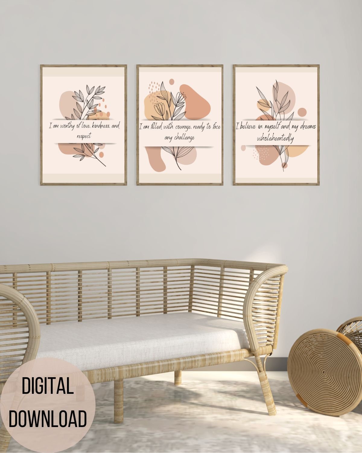 Boho Positive Affirmations Wall Art, Digital Download, Office Prints ...