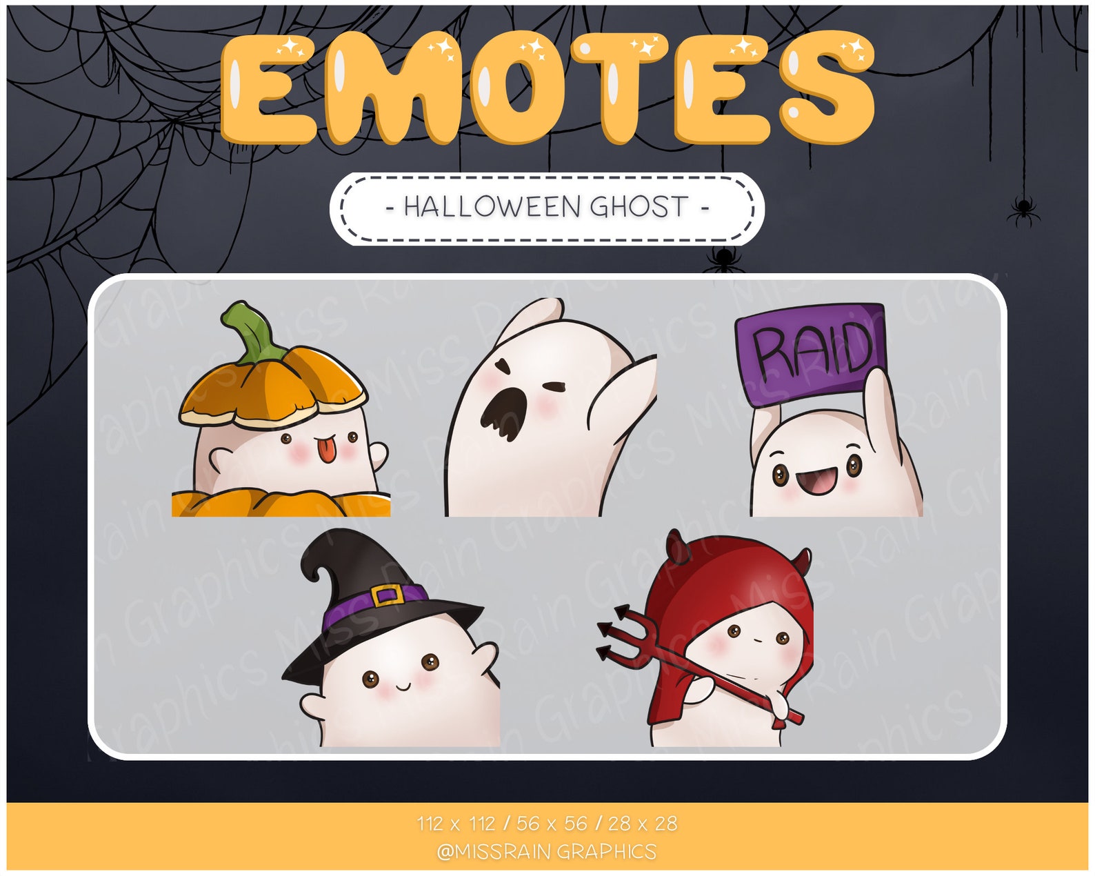 Halloween Ghost Emotes Cute Spooky Emote for Streaming, Twitch, Youtube ...