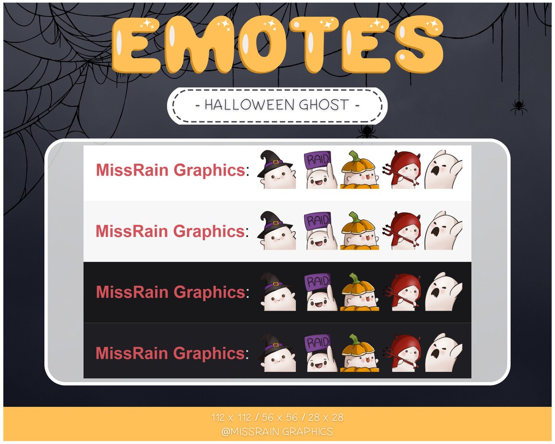 Halloween Ghost Emotes - Cute Spooky Emote for Streaming, Twitch ...