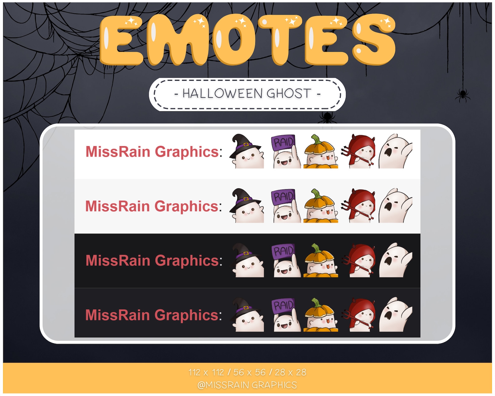 Halloween Ghost Emotes - Cute Spooky Emote for Streaming, Twitch ...
