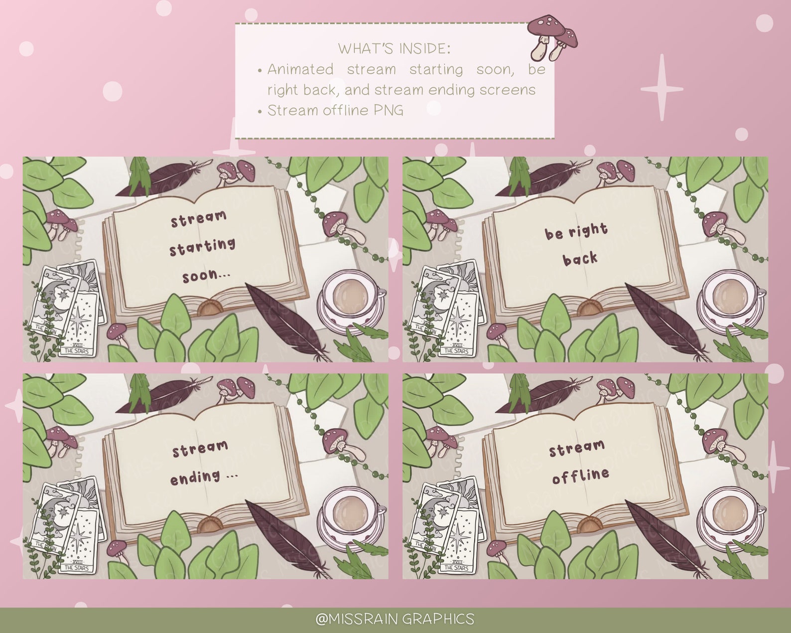 Animated Cozy Twitch Overlay Cute Overlay/screens for Streaming ...