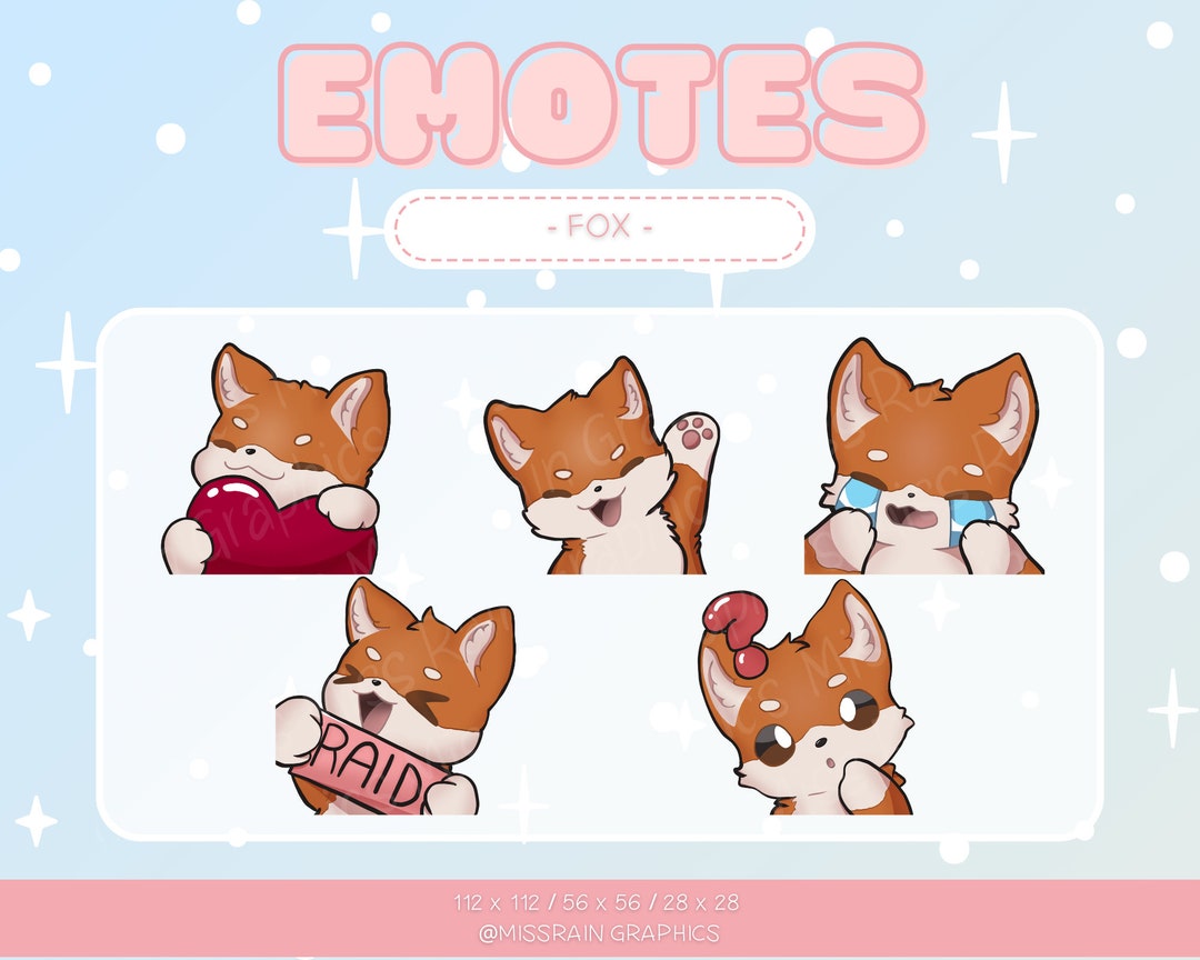 Fox Emotes 5 High Quality Pngs Cute Cozy Animal Emotes for - Etsy