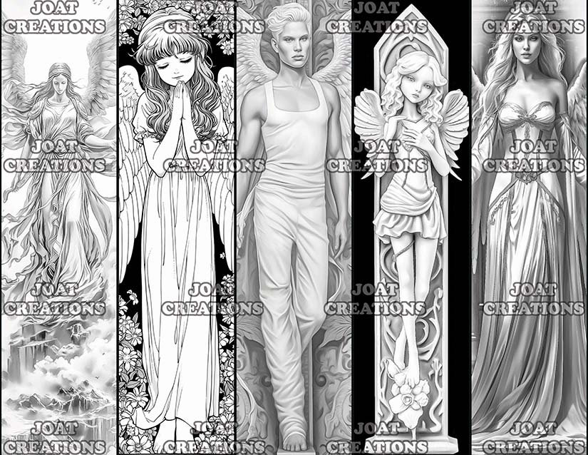 The Coloring Book of Angels grayscale Coloring Pages printable Adult ...