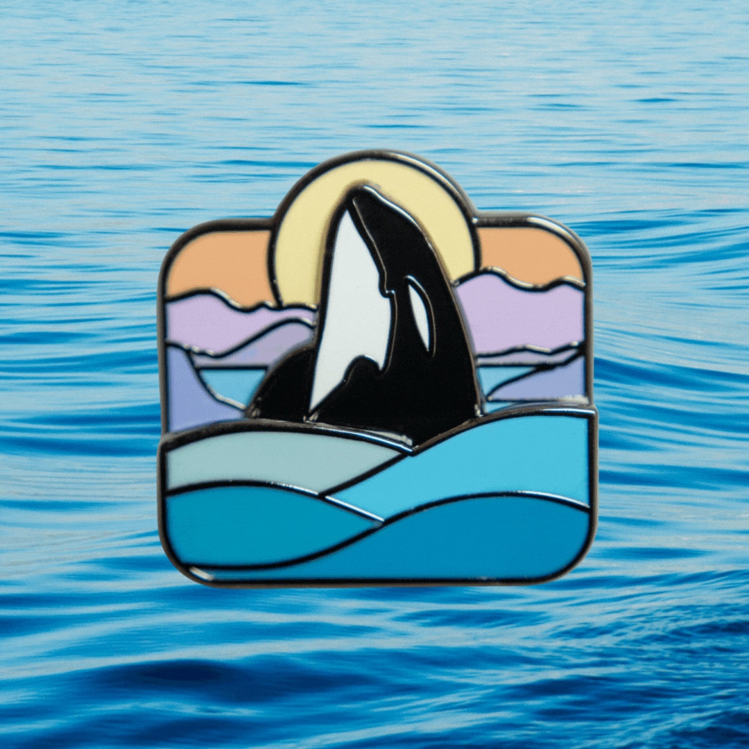 Orca Sliding Pin, Orca Hard Enamel Pin, Metal Whale Enamel Pin, Killer ...