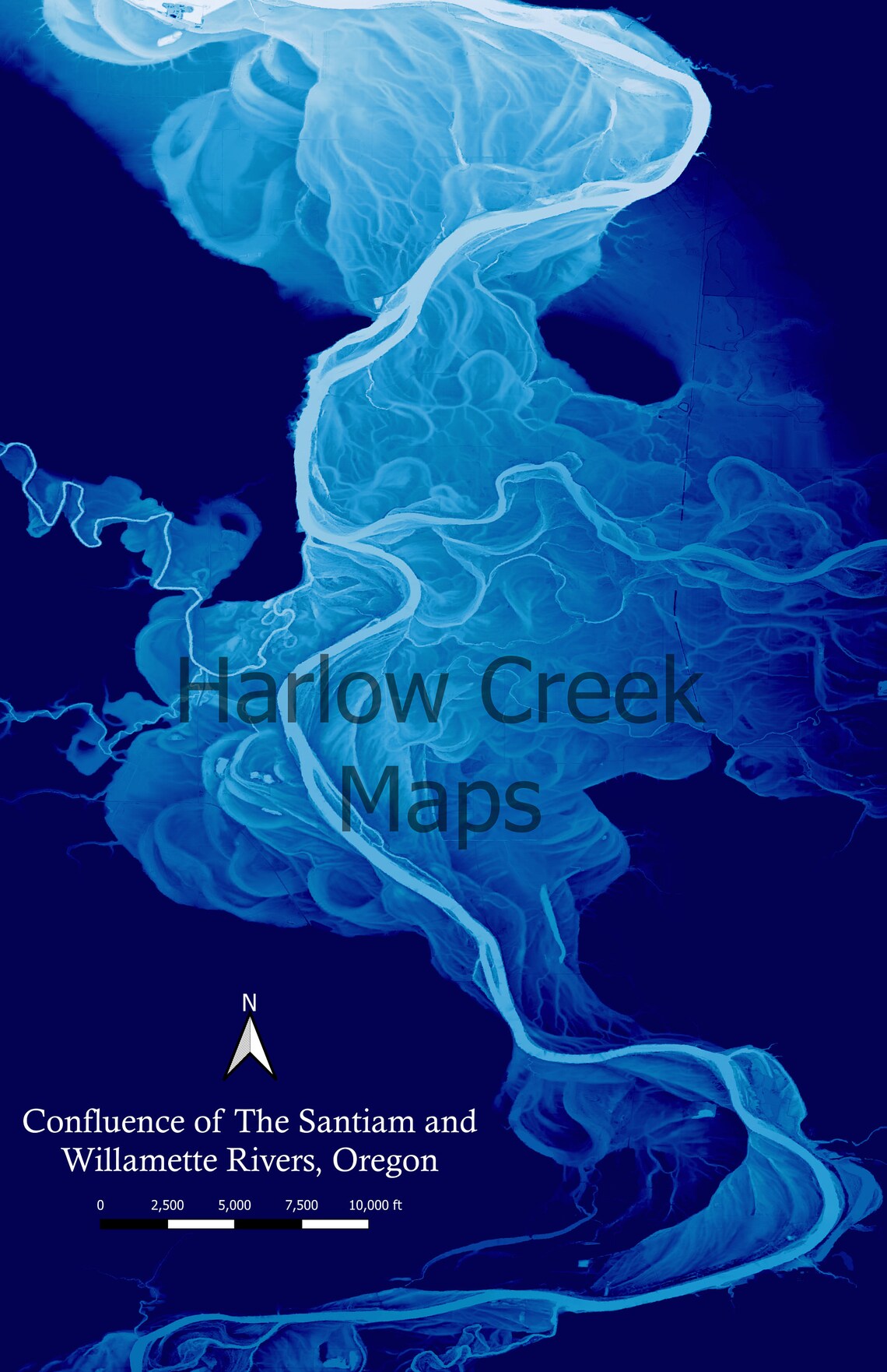 Willamette River Santiam River Historical Map Print or Digital Download ...