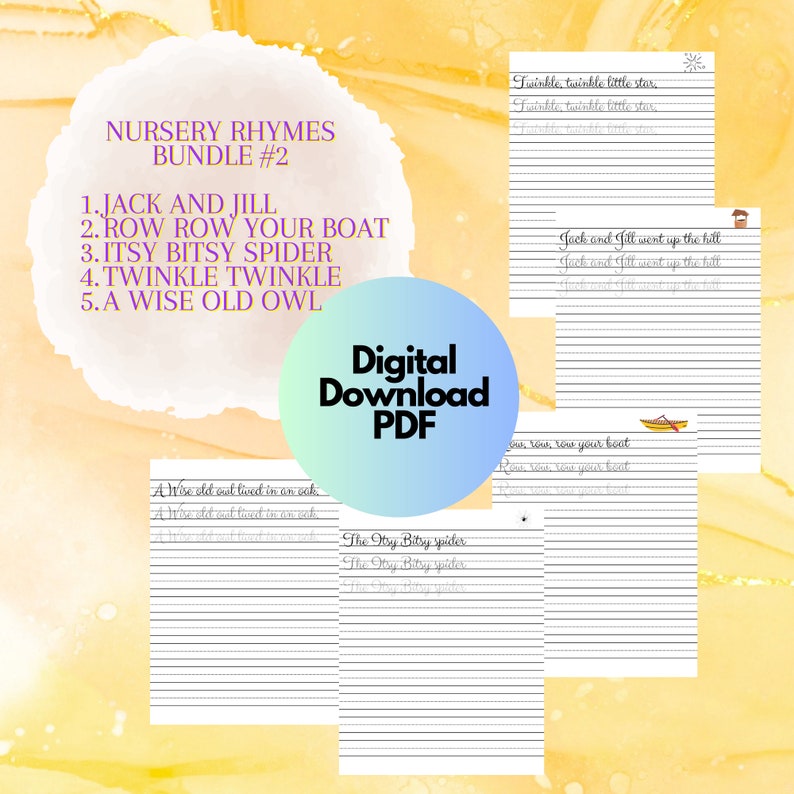 Practice Cursive Handwriting Using Nursery Rhymes - Etsy