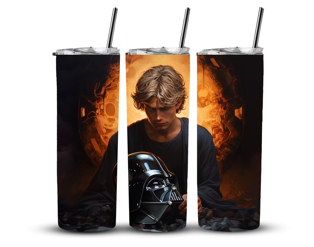 Luke Skywalker Sad With Darth Vader Helmet Tumbler Wrap - Etsy