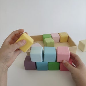 Wooden Colorful Blocks, Baby Building Blocks, Handmade Blocks ...