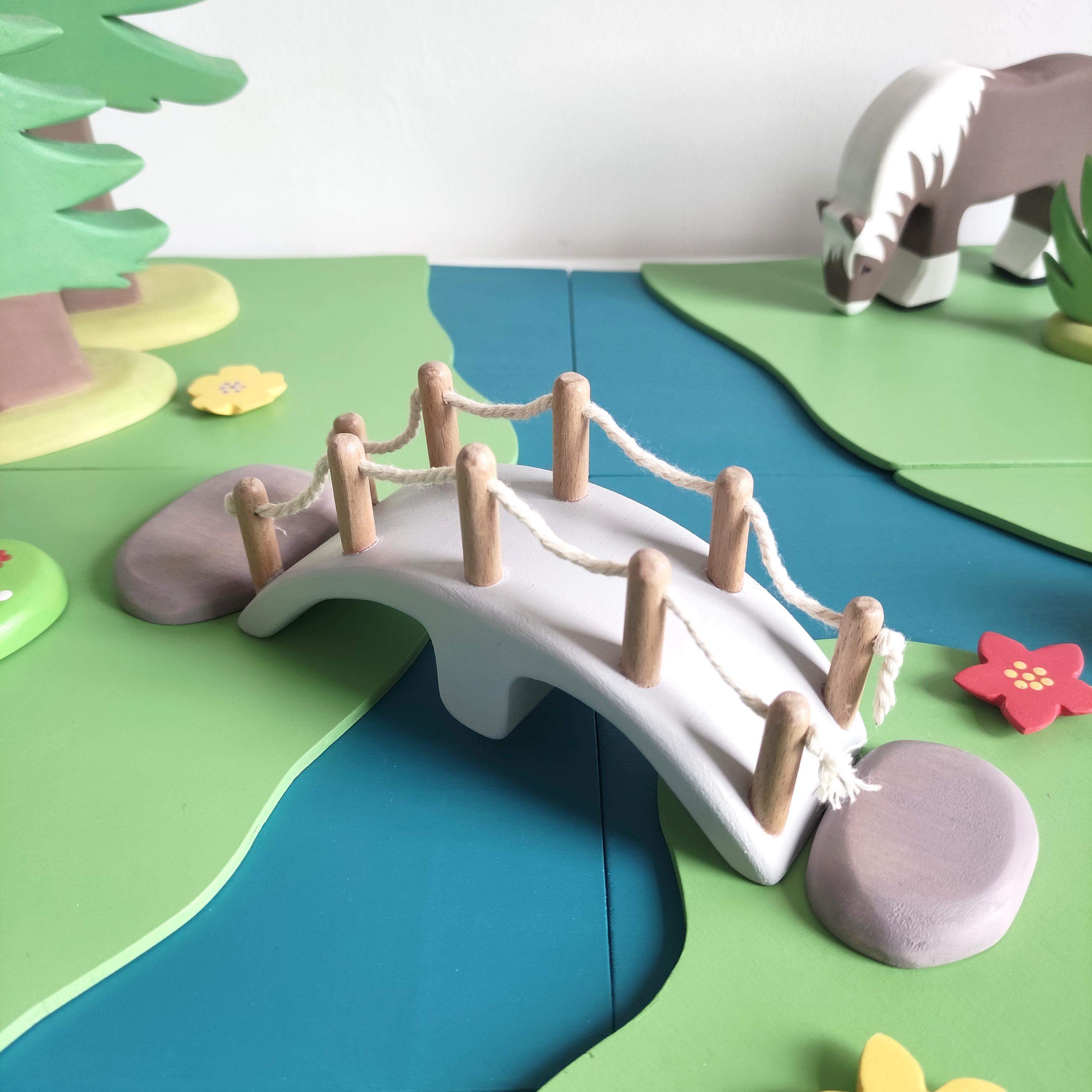 Handmade Wooden Bridge Toy, Waldorf Montessori Playset, Forest ...