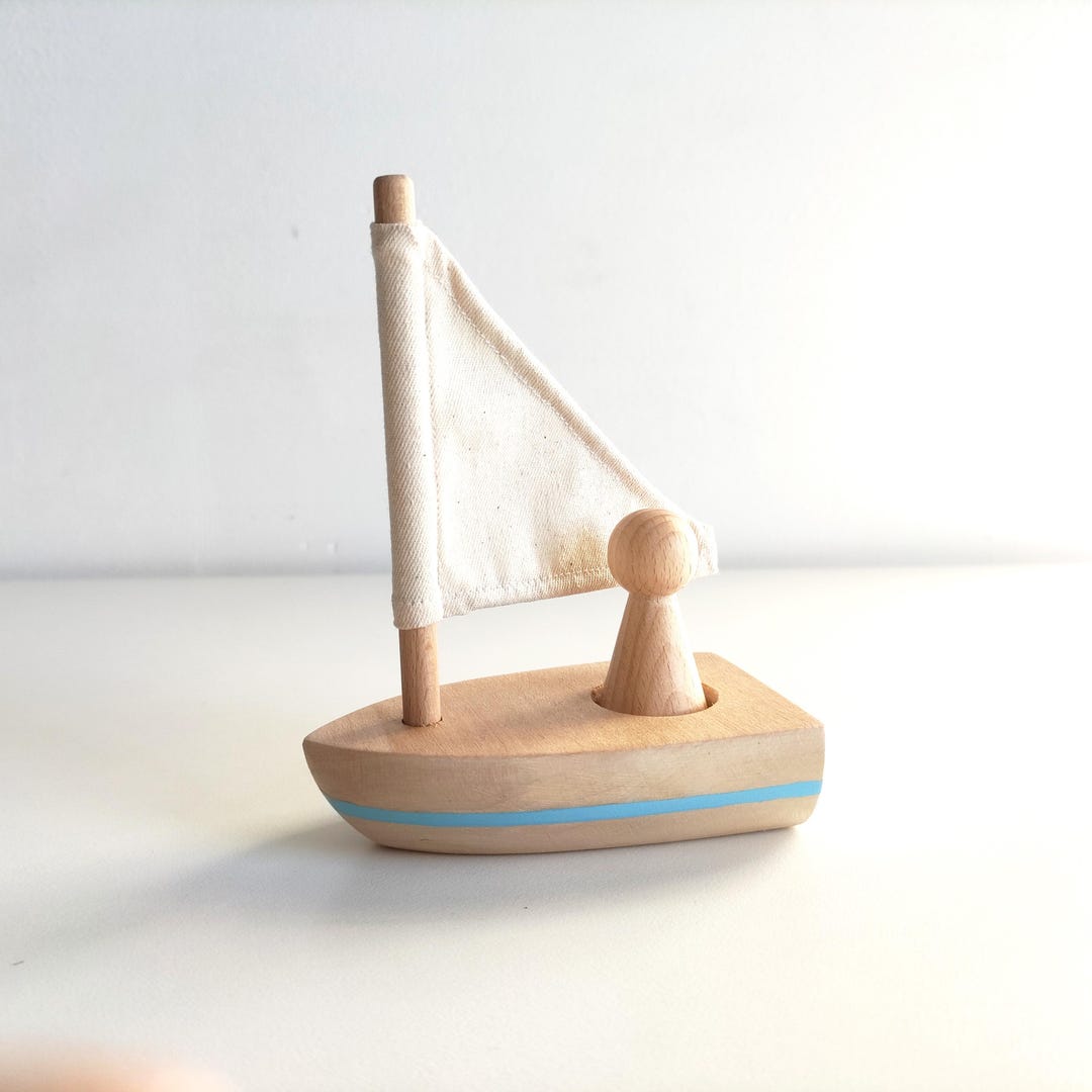 Wooden Sailboat Toy Handmade Waldorf Nautical Decor Sea Open Ended ...