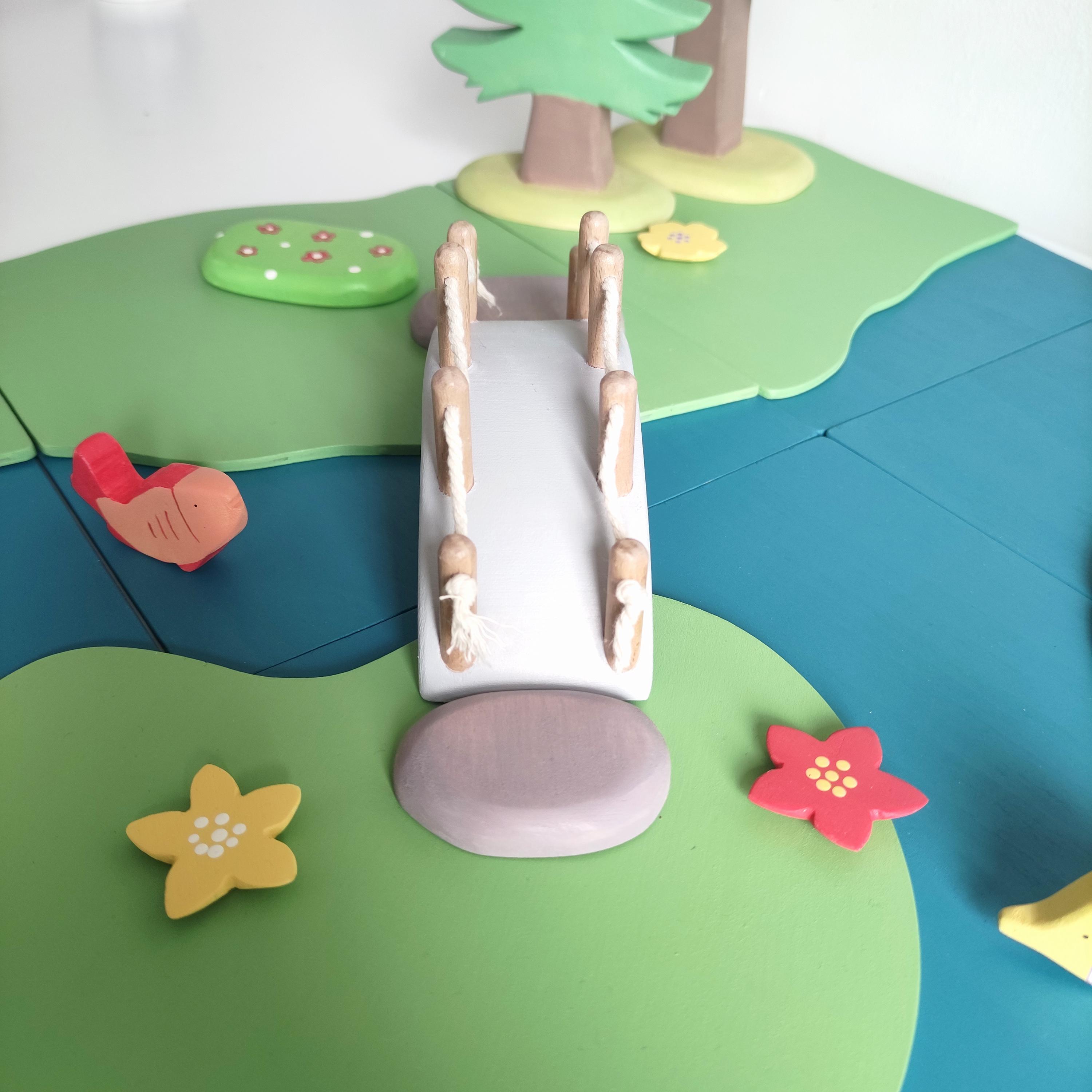 Handmade Wooden Bridge Toy, Waldorf Montessori Playset, Forest ...