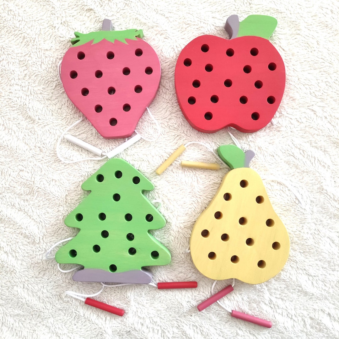 Threading Wooden Toy Toddler Sewing and Nesting Skill Gift for Children ...