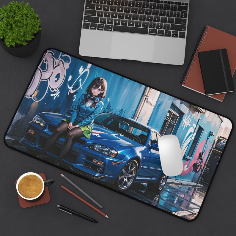 Waifu GTR R34 Deskmat | Anime Girl Mouse Pad | JDM Gaming Desk Mat ...