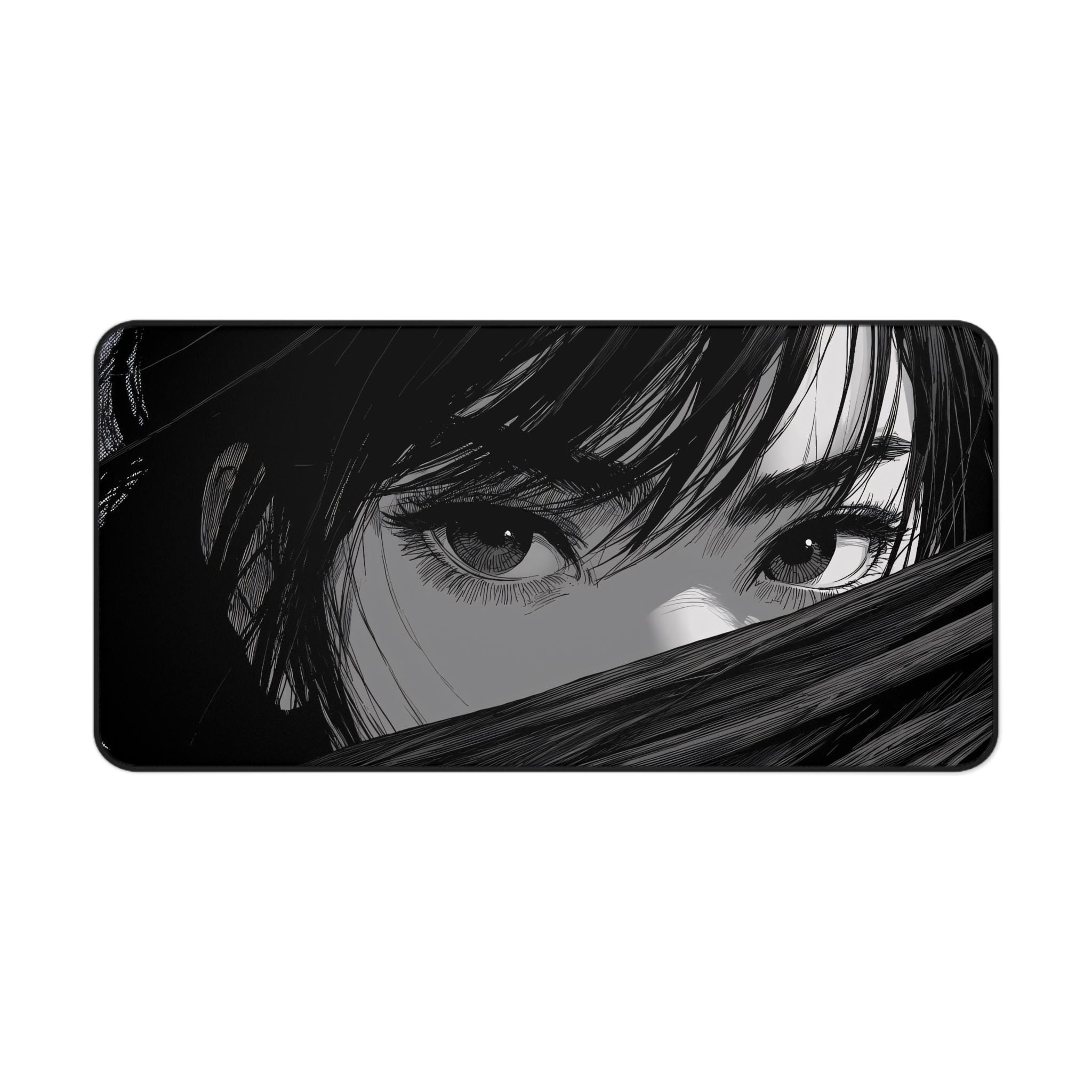 Black White Anime Waifu Kawaii Deskmat | Mouse Pad | Gaming Desk Mat ...