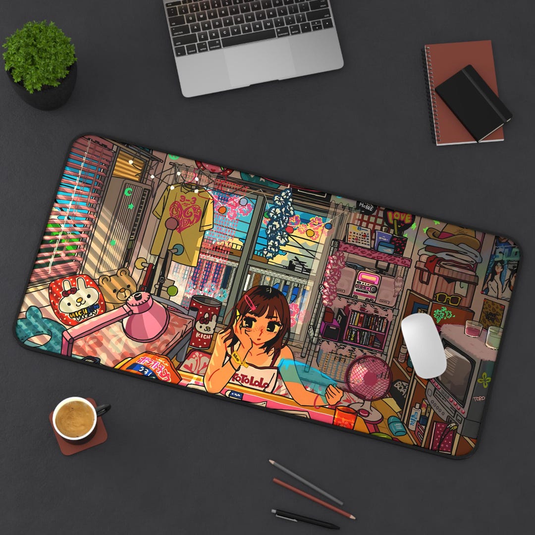 Lofi Anime Girl Deskmat | Aesthetic Gaming Mousepad | Chill PC Mat ...