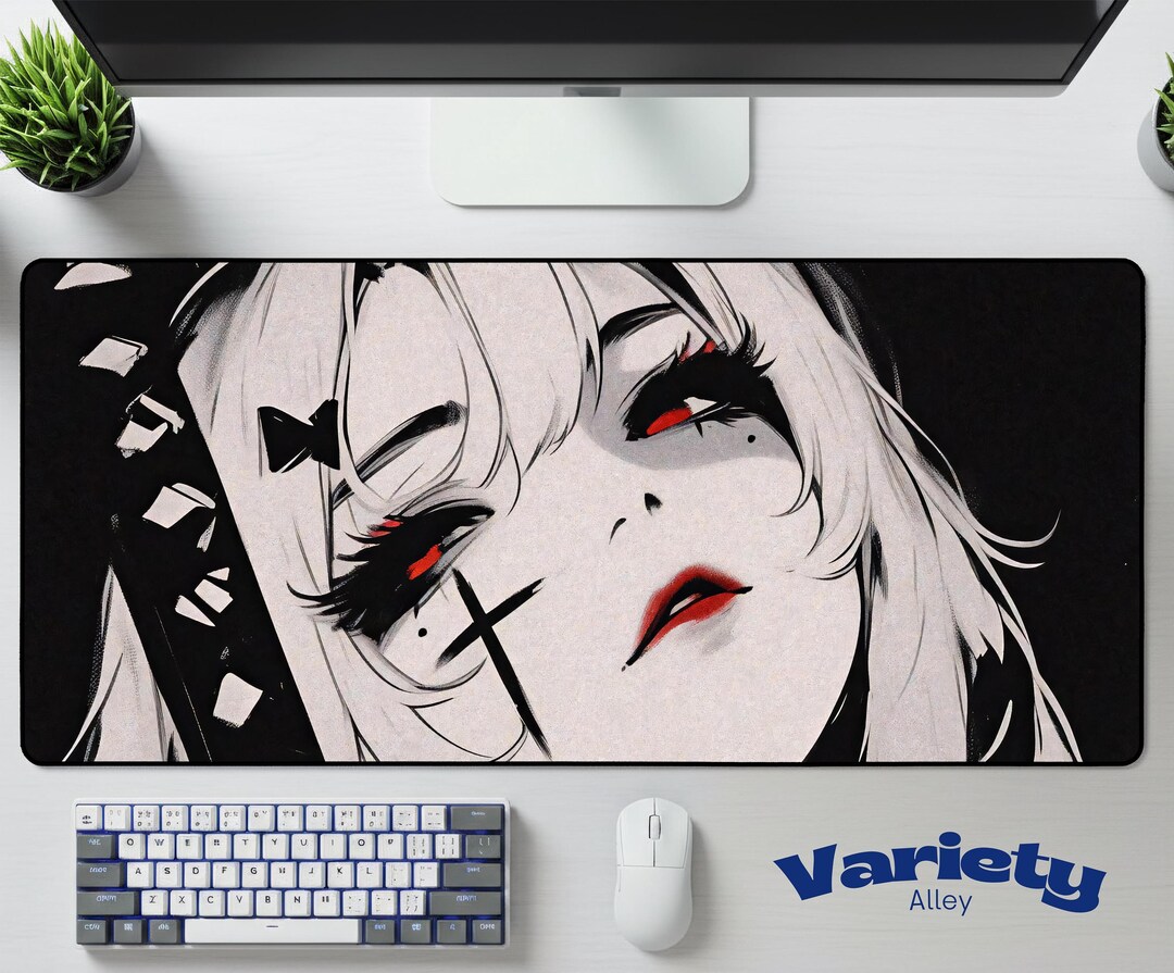 Gothic Samurai Waifu Deskmat | Anime Girl Mouse Pad | Gaming Desk Mat ...