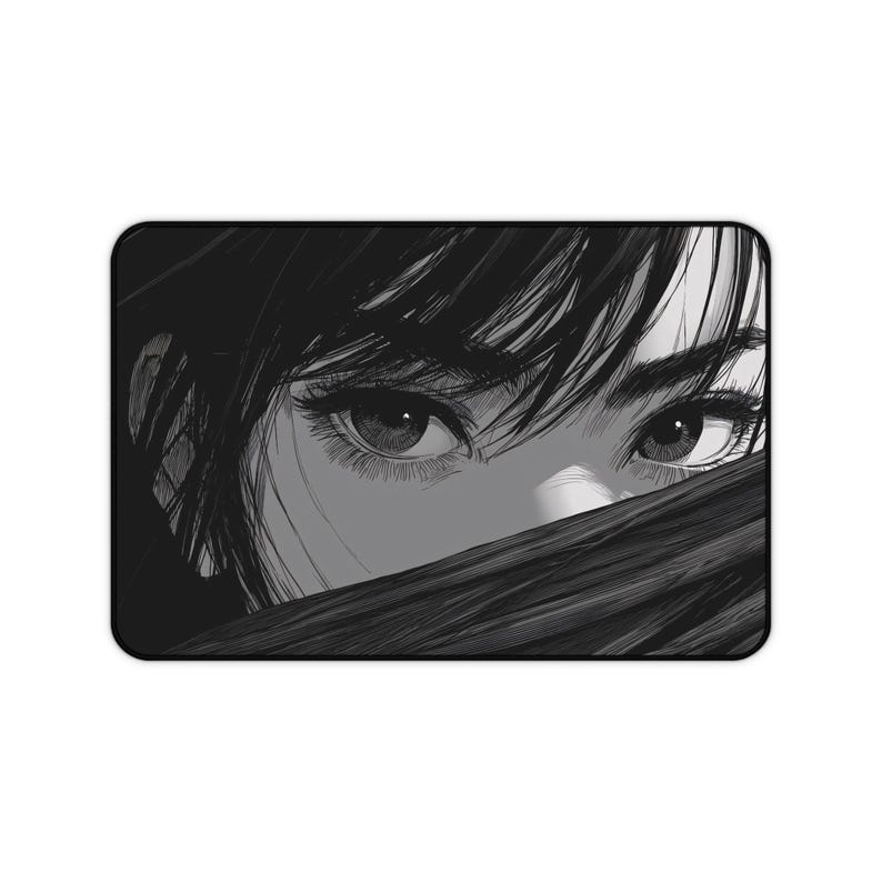 Black White Anime Waifu Kawaii Deskmat | Mouse Pad | Gaming Desk Mat ...