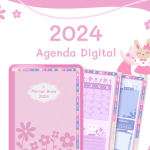 Agenda Digital Mirror Buns, Linda Agenda Para Goodnotes Con Pestañas Y ...