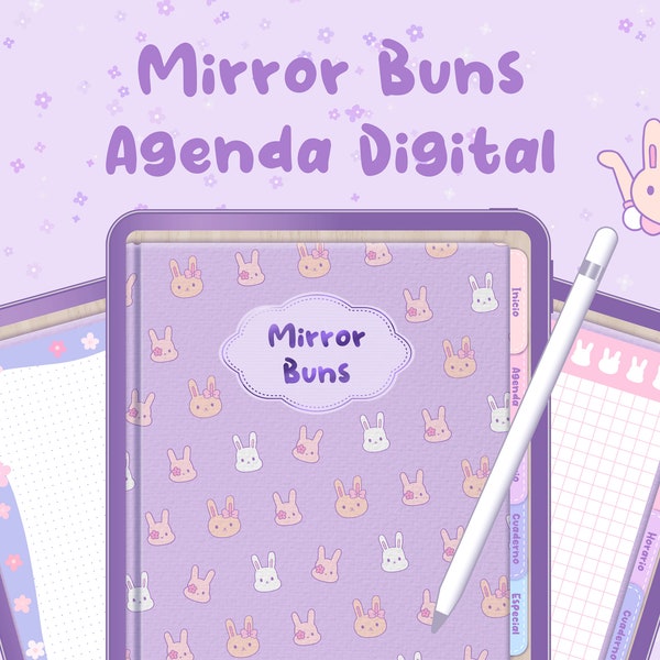 Agenda Digital Mirror Buns, Linda Agenda Para Goodnotes Con Pestañas Y ...