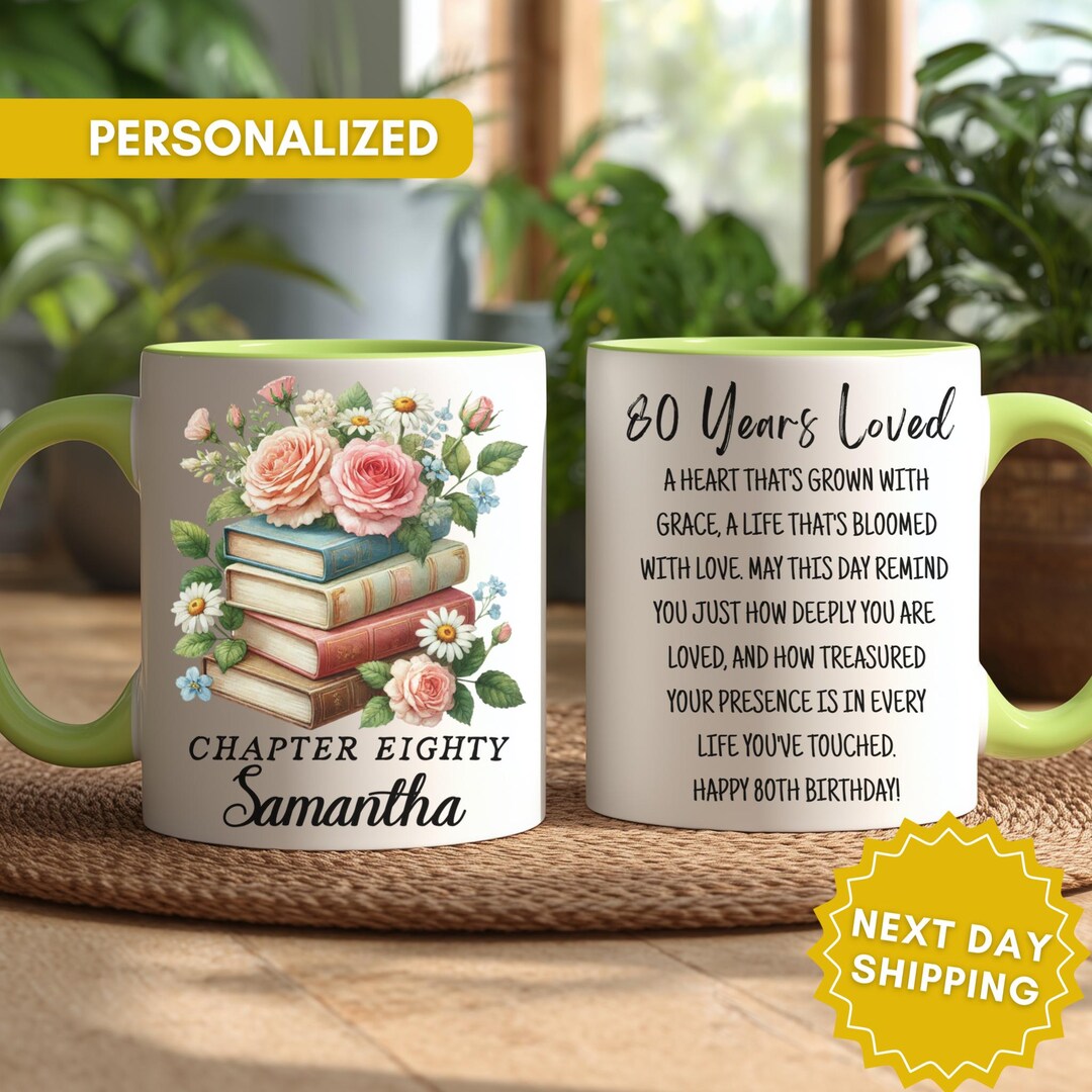 80th Birthday Mug for Women, Personalized Chapter Eighty Coffee Cup ...