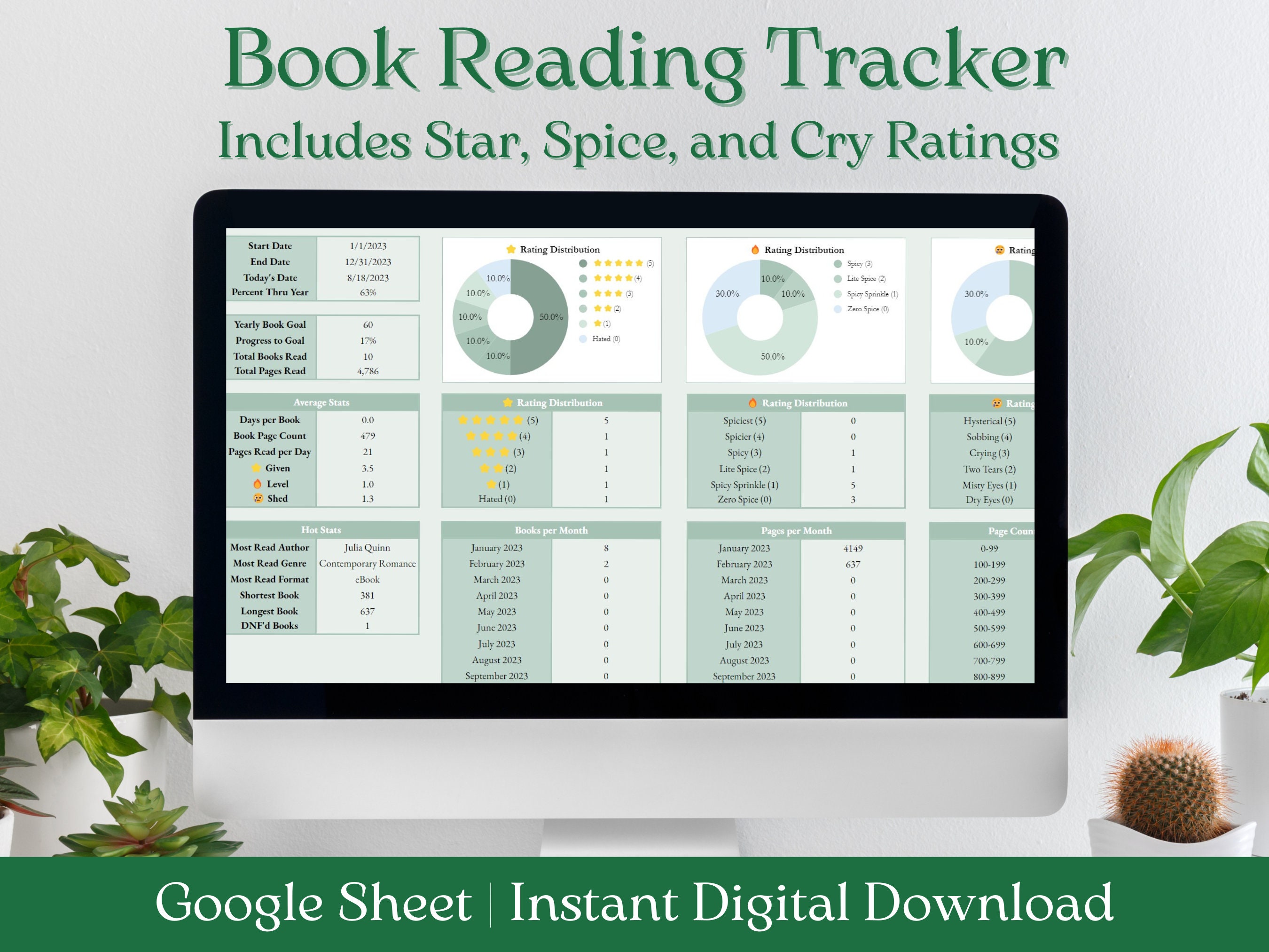 Reading Book Tracker for Google Sheets, Digital Book Journal, Digital ...
