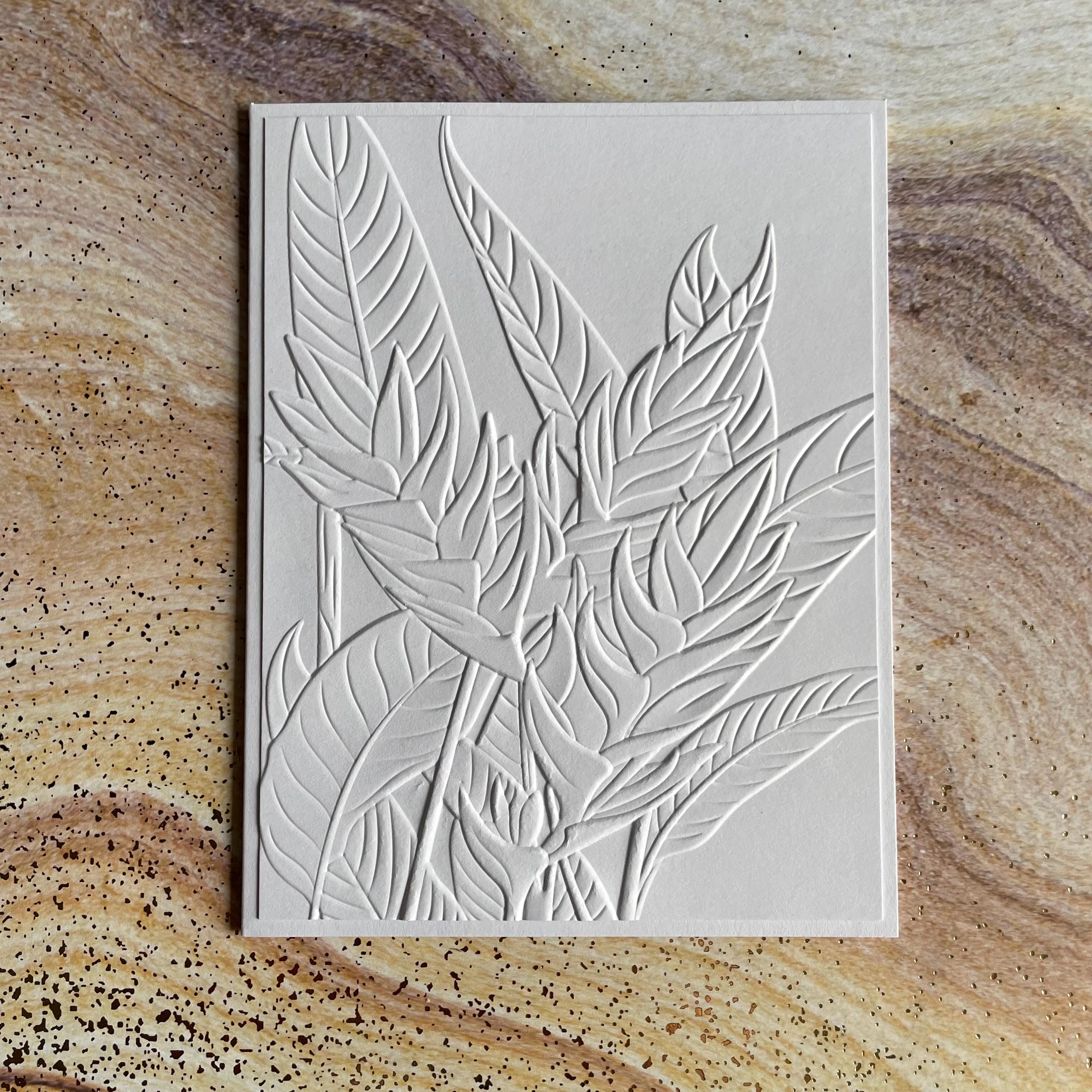 Floral Embossed Card Set, White Stationery Set, Embossed Card Front ...