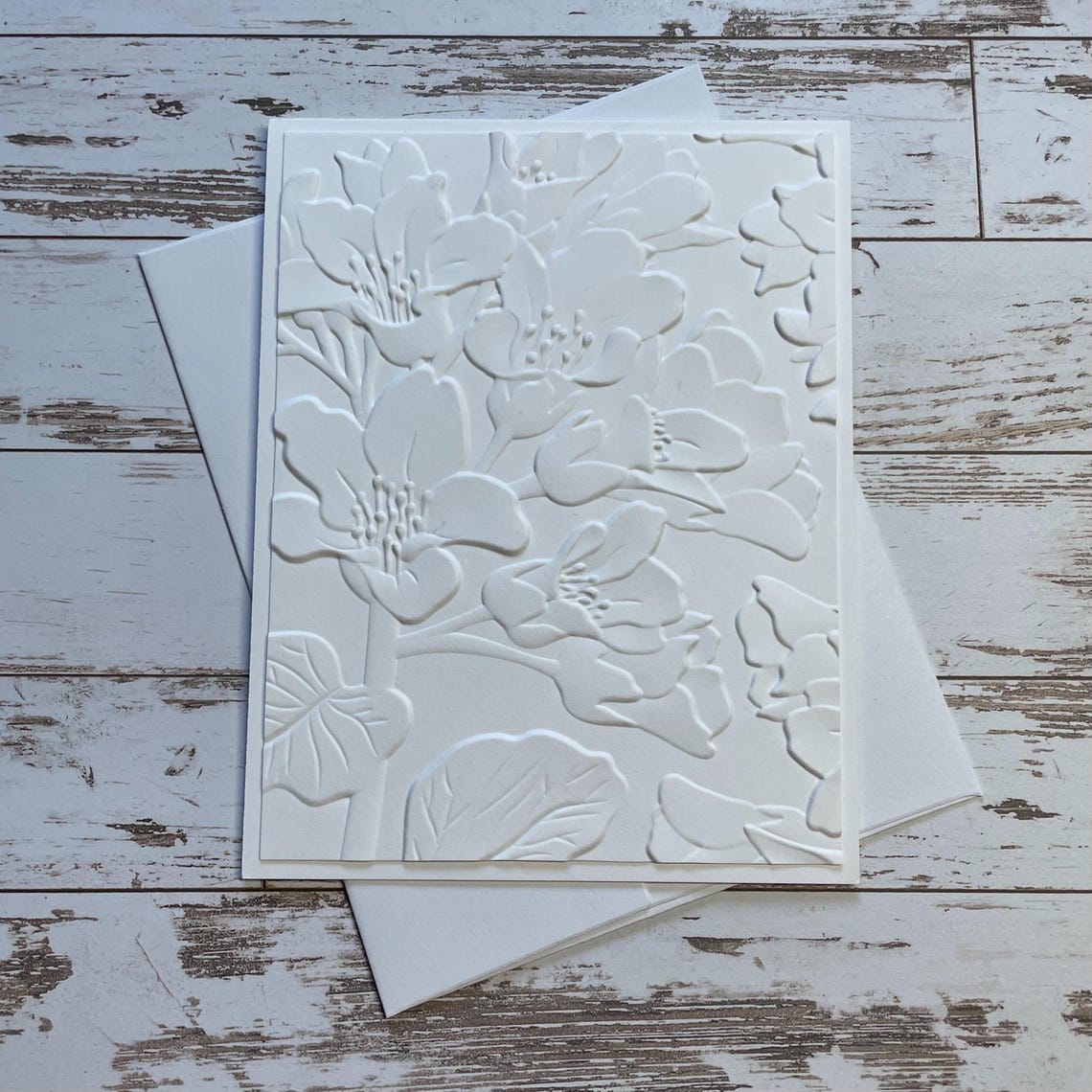 Floral Embossed Card Set: Handmade White Stationery - Etsy
