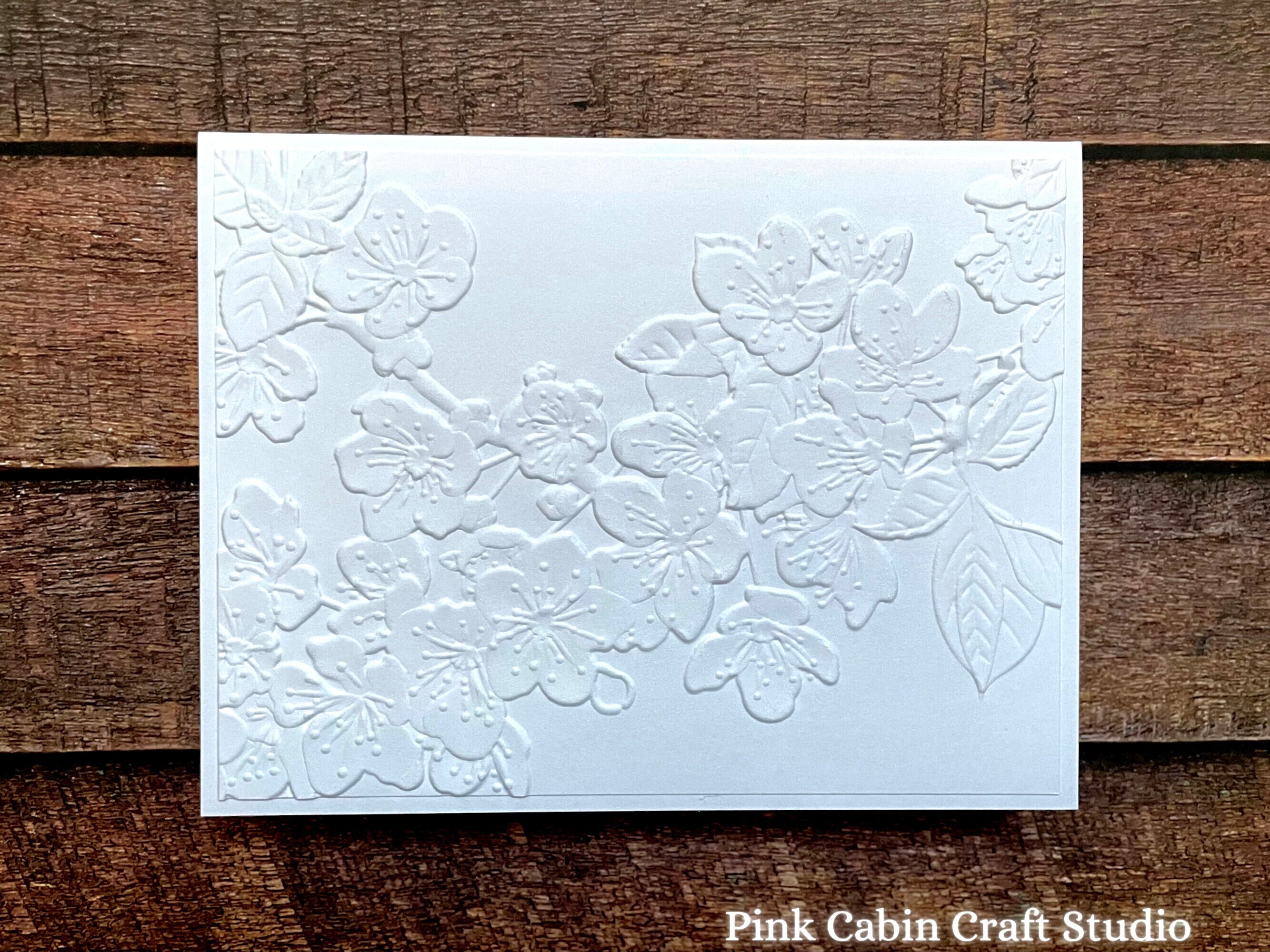 Cherry Blossom 1 3D Embossed Card Set of 5 Handmade Cards, White ...