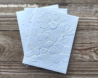 Cherry Blossom 1 3D Embossed Card Set of 5 Handmade Cards, White ...