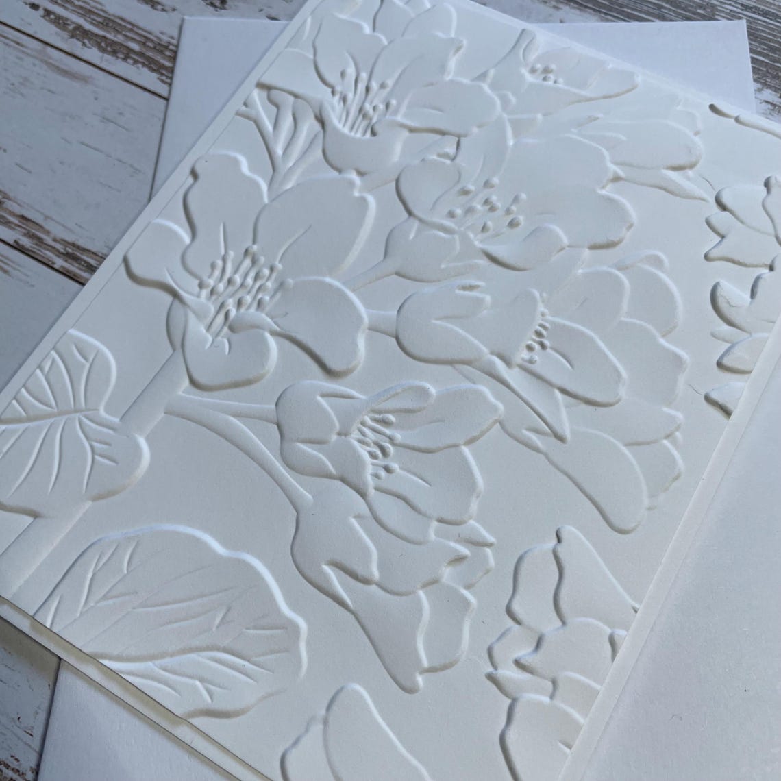 Floral Embossed Card Set: Handmade White Stationery - Etsy