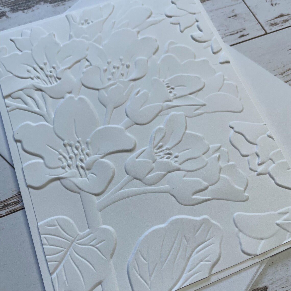 Floral Embossed Card Set: Handmade White Stationery - Etsy