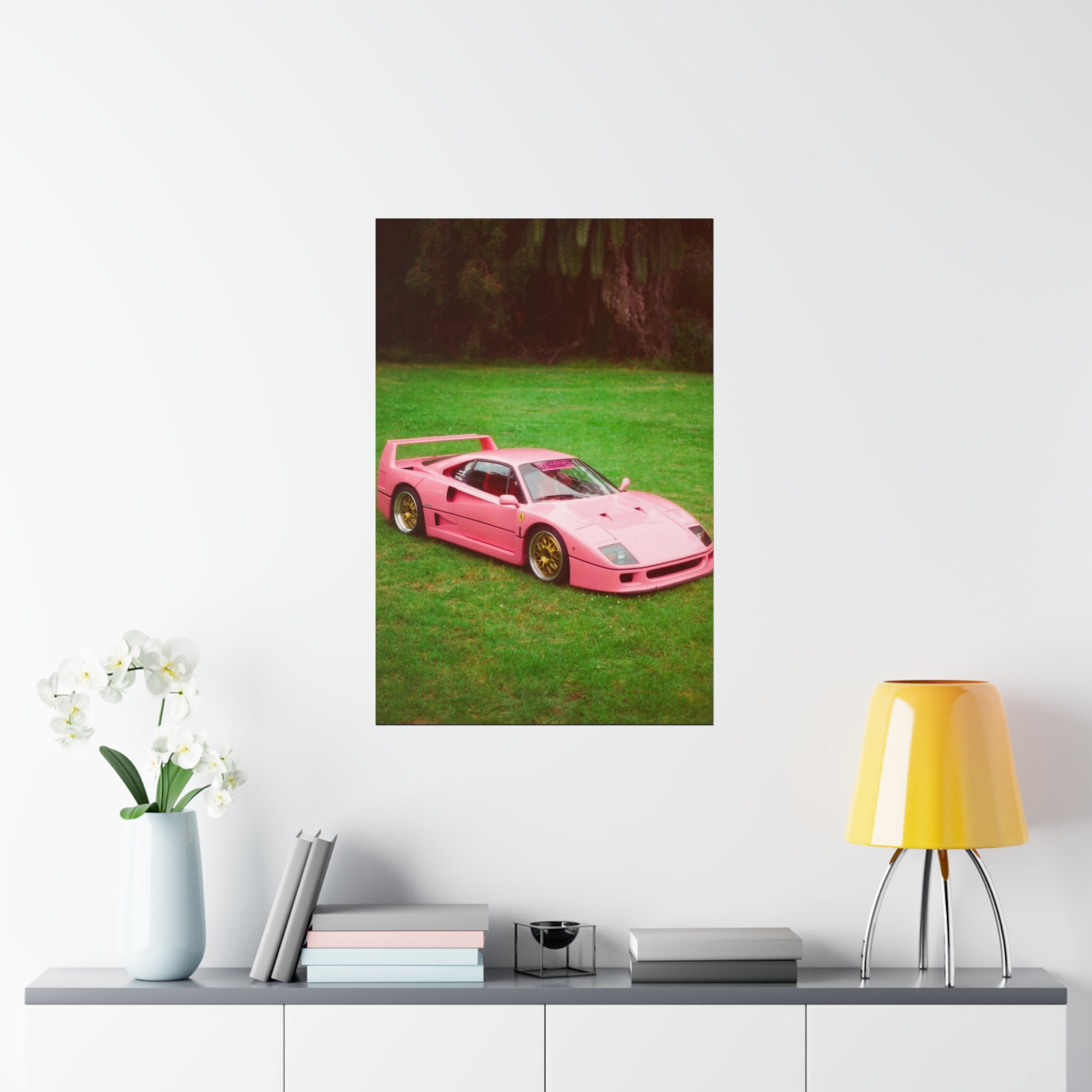 Pink Ferrari F40 Car Poster - Etsy