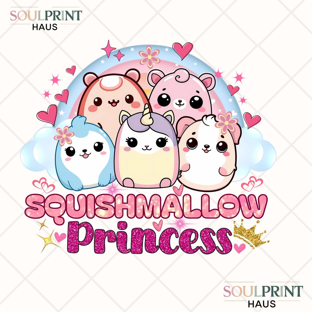 Squishmallow Princess Birthday PNG: Party Favor Design (digital ...