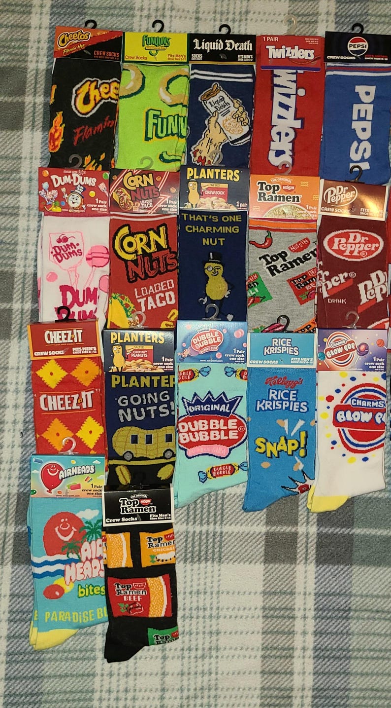 Novelty Socks Snacks Cereal Soda Chips Drinks Crew Socks - Etsy
