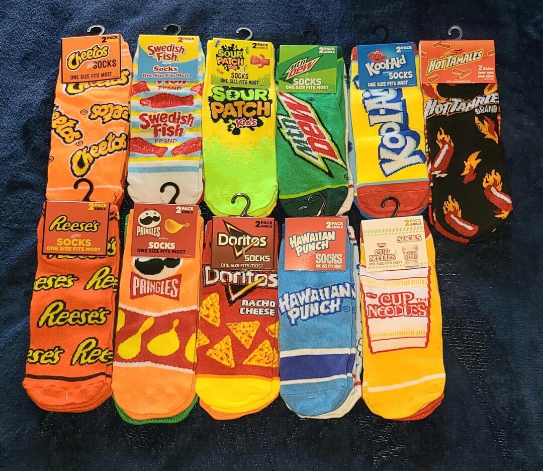 Novelty Socks Snacks Cereal Soda Chips Drinks 2 Pack No Show Socks - Etsy