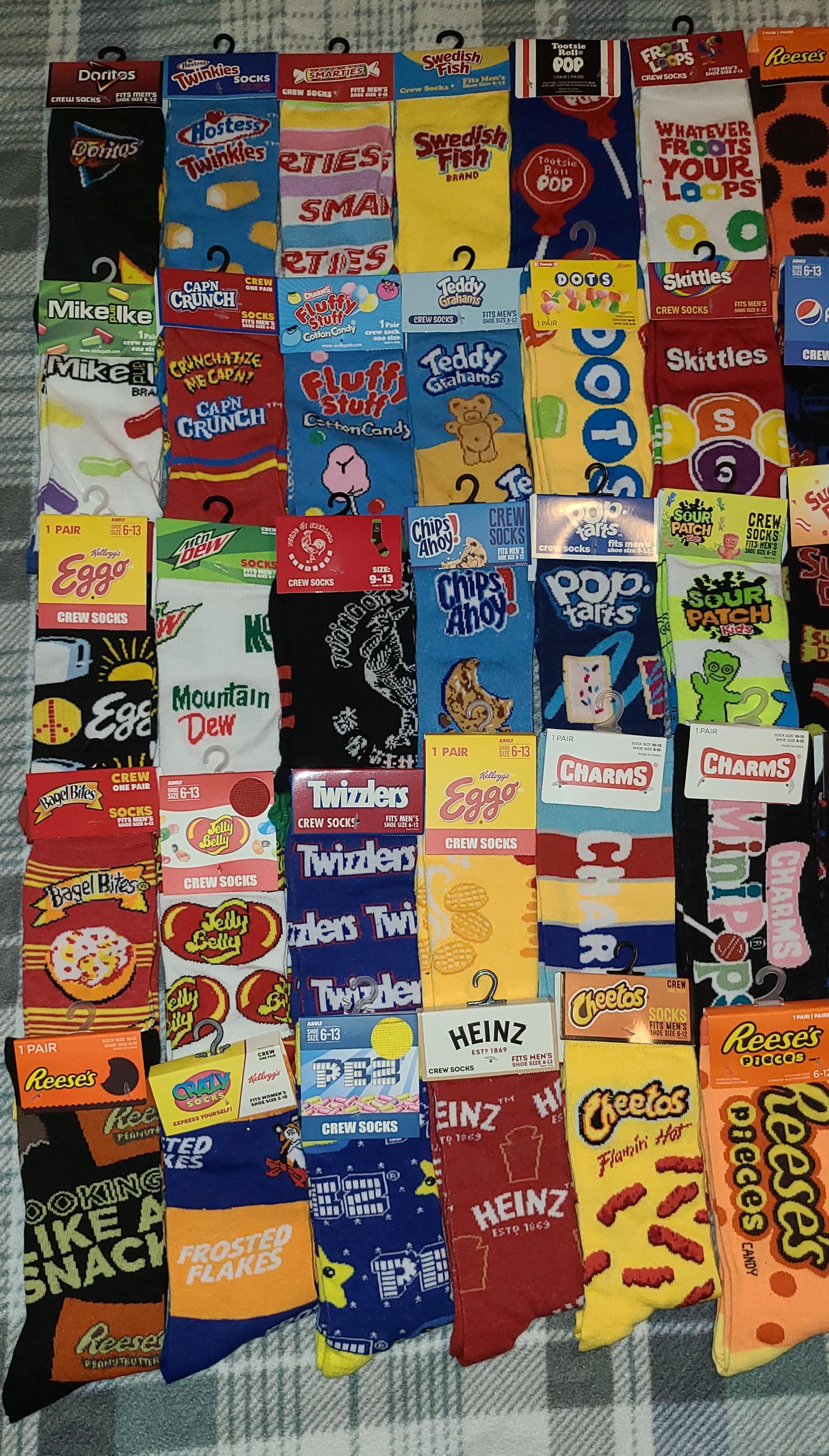 Novelty Socks Snacks Cereal Soda Chips Drinks Crew Socks - Etsy