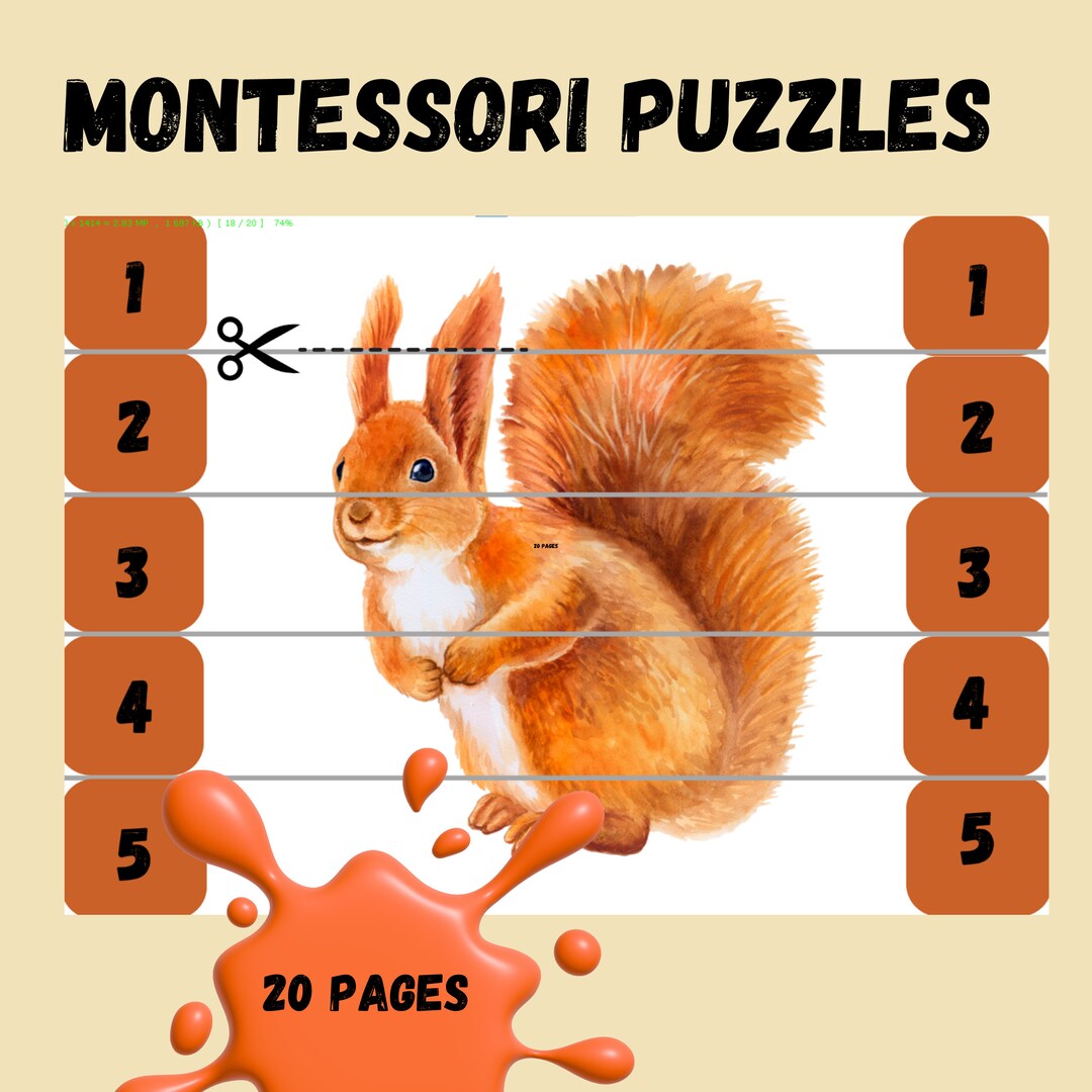 20 PAGES Montessori ANIMALS Numbers Puzzle Count 1 to 5 Pre-k ...
