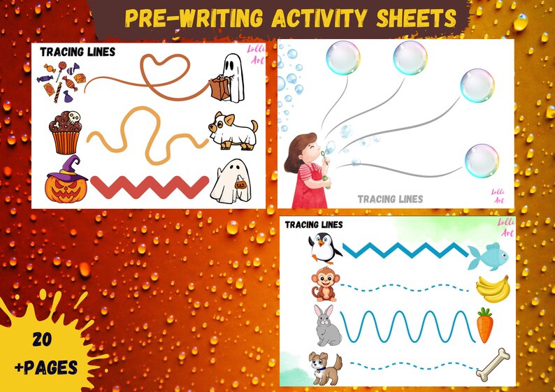 Trace the Lines Preschool Worksheets, Line Tracing, Fine Motor Skills ...