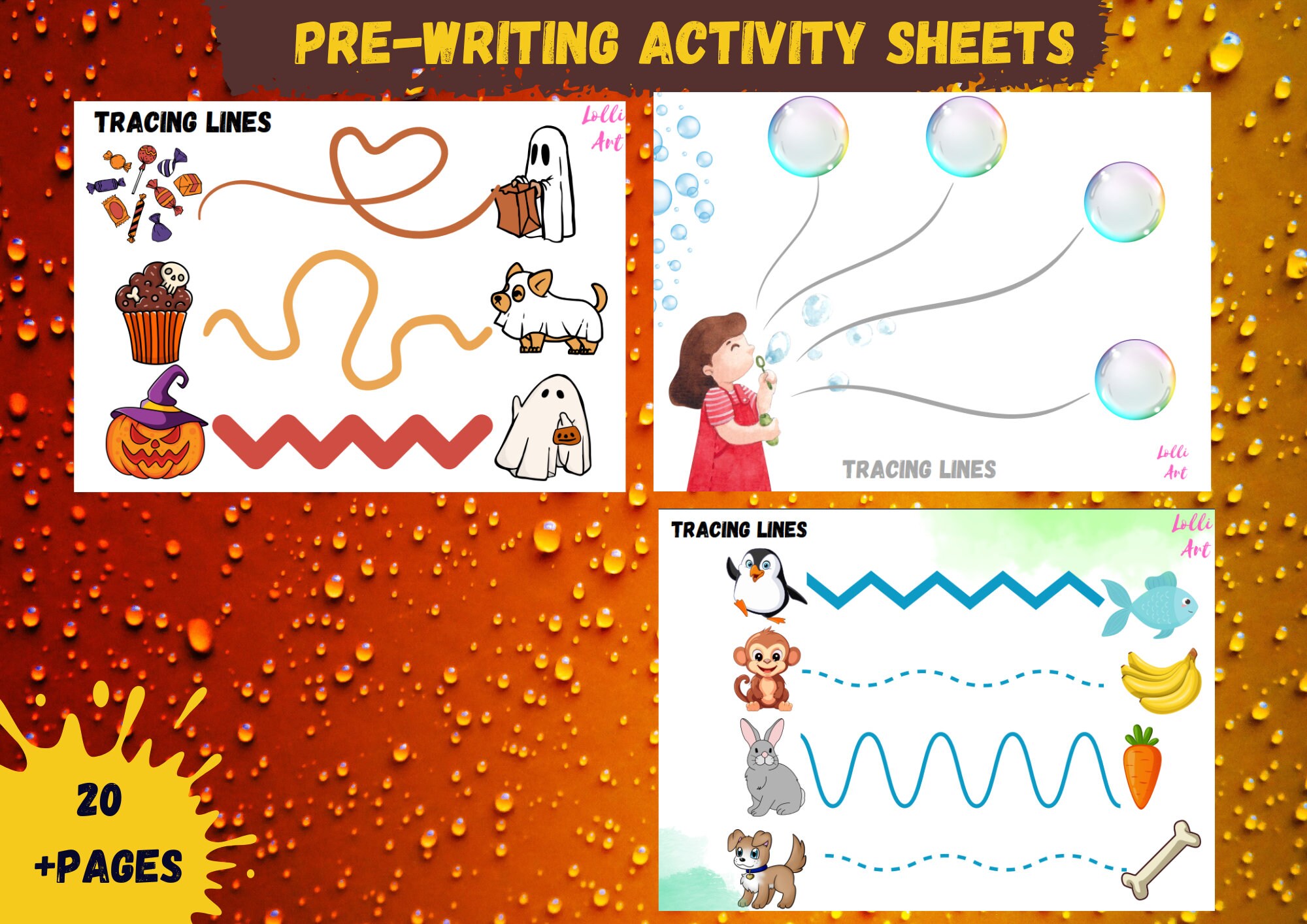 Trace the Lines Preschool Worksheets, Line Tracing, Fine Motor Skills ...