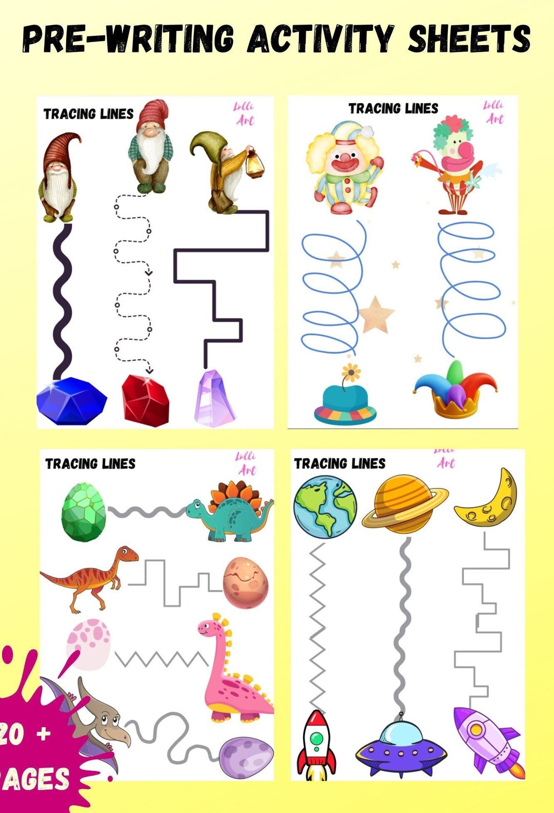 Trace the Lines, Preschool Worksheets, Line Tracing, Fine Motor Skills ...