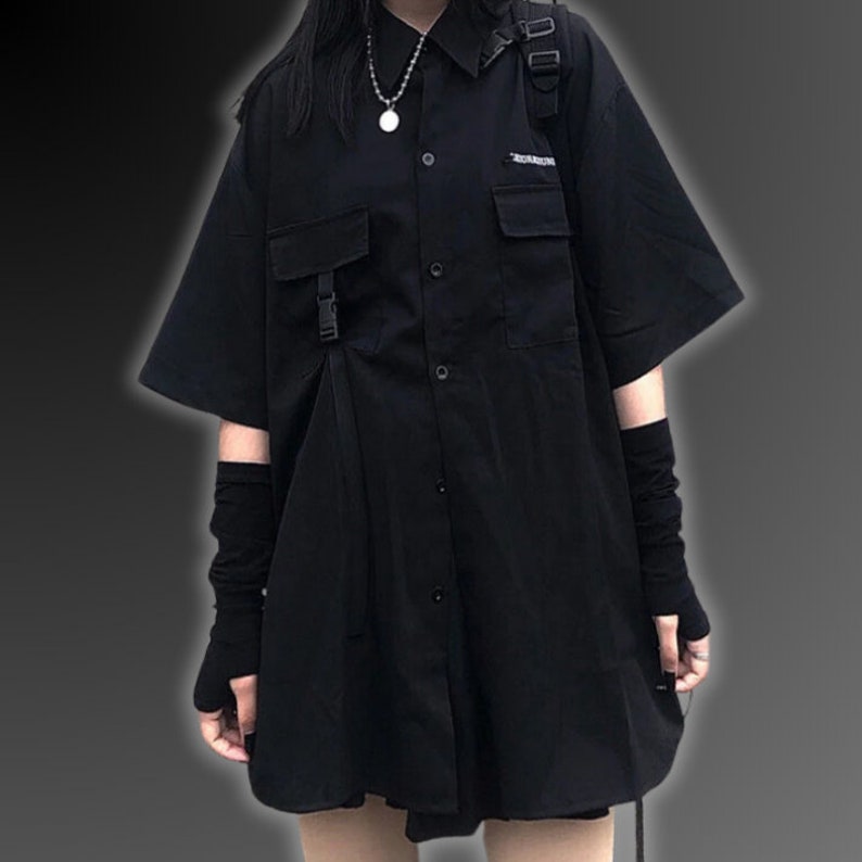 Techwear Gothic Shirt Emo Clothes Grunge Clothes Japanese - Etsy