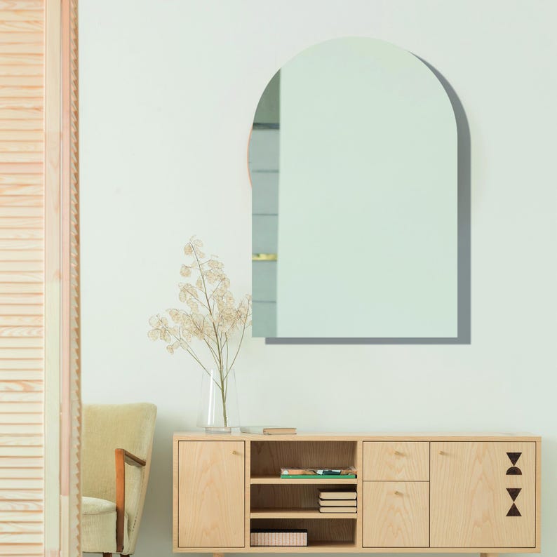Frameless Arched Wall Mirror: No Frame Modern Vanity & Bathroom Decor ...