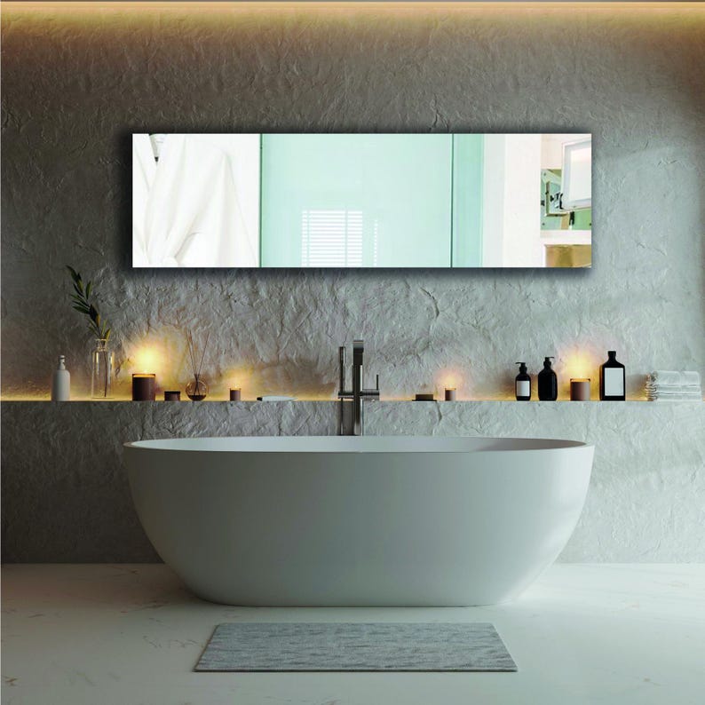 Frameless Rectangular Wall Mirror: Unframed Contemporary No Frame Full ...