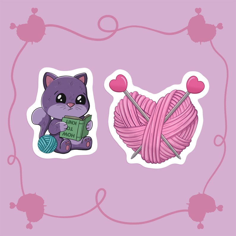 Knitten Kitten Sticker Set - Etsy